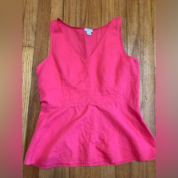 J. Crew Factory | Tops | J Crew Tank Top 6 Coral Peplum Linen Coastal ...